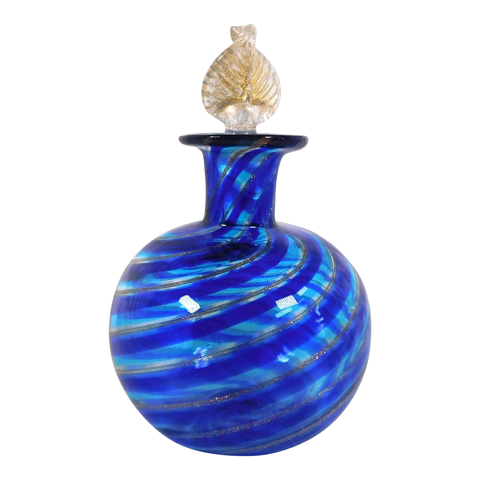 Blue Striped Murano Perfume Bottle | Chairish