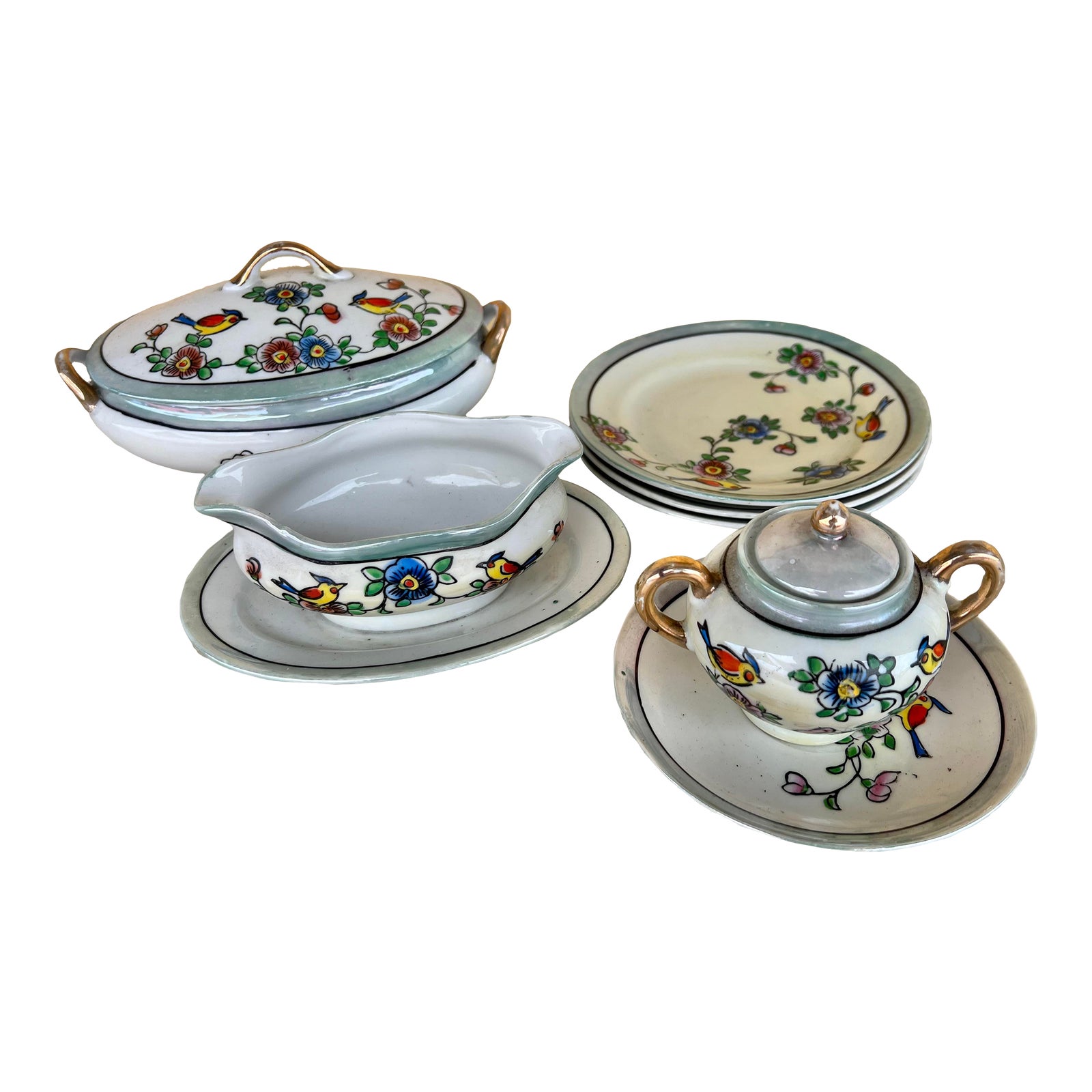 Vintage Chidren Lusterware Dish Play Set- 7 Pieces | Chairish