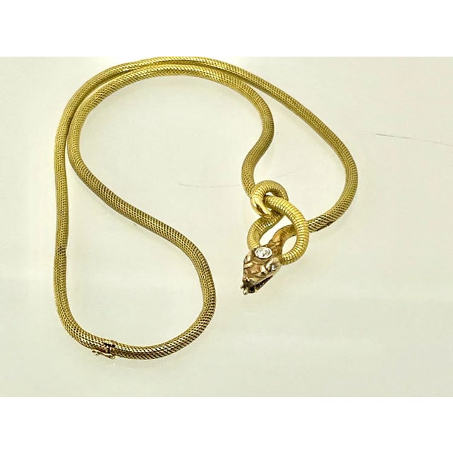 Circa 1900 18k Diamond Head Snake Necklace | Chairish