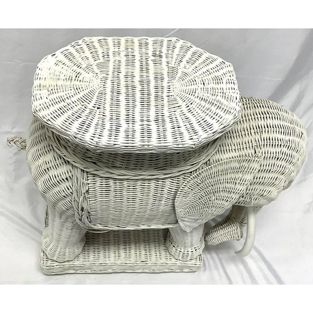 Vintage Wicker Elephant Side Table With Detachable Tray | Chairish
