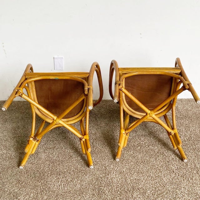 Boho Chic Bamboo Rattan Dining Chairs - Set of 4 | Chairish