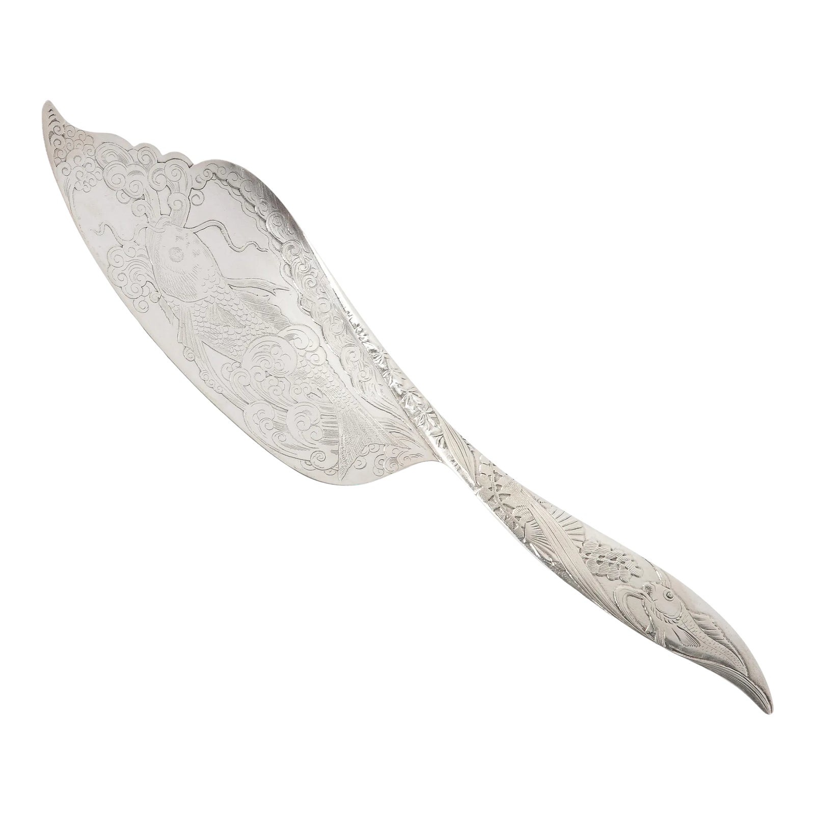 Aesthetic Movement Sterling Silver Fish Slice W/ Acid Etched Detail by ...