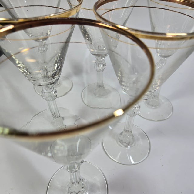 Gold Rimmed Hollywood Regency Goblets- Set of Six | Chairish