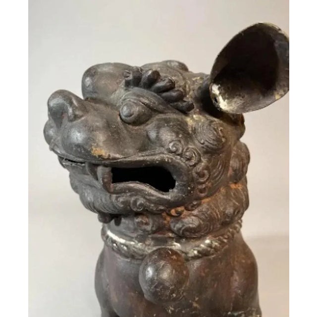 Pair of Antique Chinese Metal Fu Dogs | Chairish