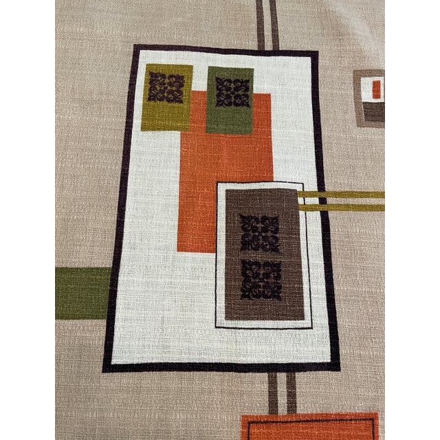 Mid-Century Geometric Design Fabric Remnant | Chairish