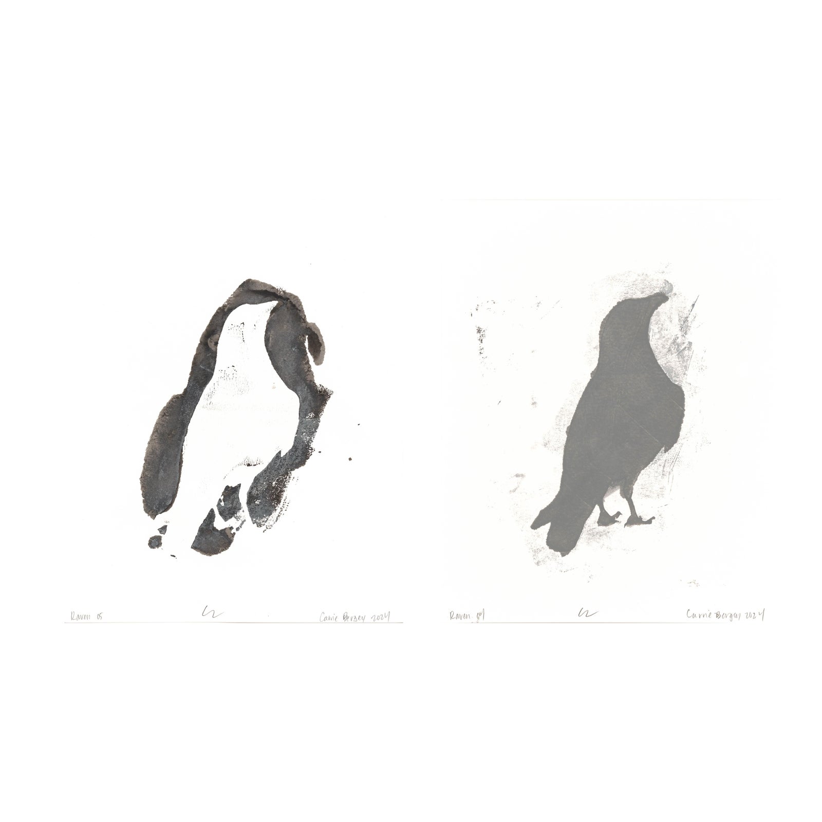 Raven 04-05 Original Abstract Paintings by Carrie Bergey, White Black ...