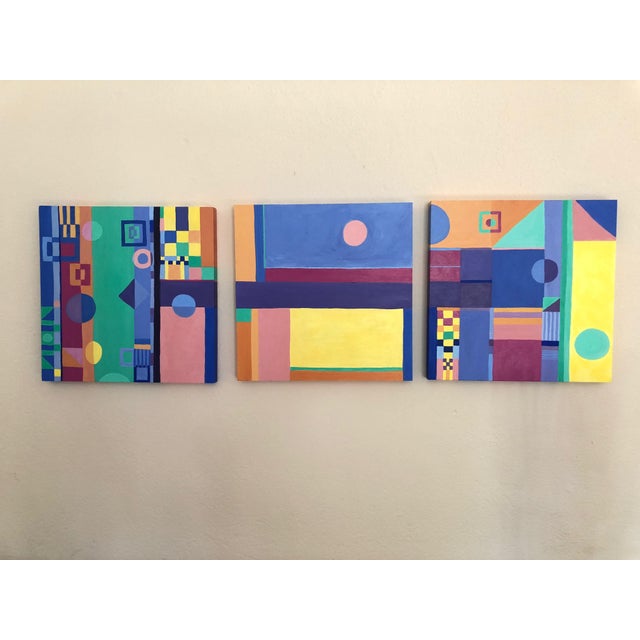 Contemporary Abstract Triptych of Paintings | Chairish
