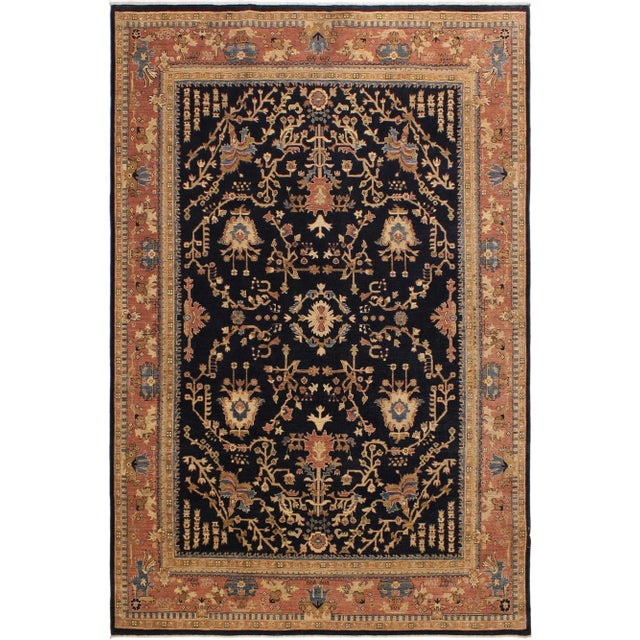 Shabby Chic Kafkaz Dark. Blue/Lt. Brown Wool Rug -8'10 X 11'9 | Chairish