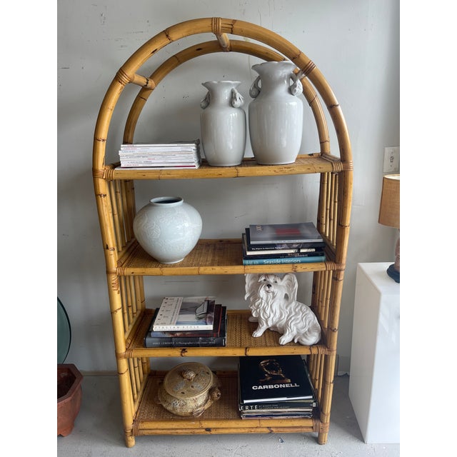 Vintage Four Shelves Rattan Bookshelf. | Chairish