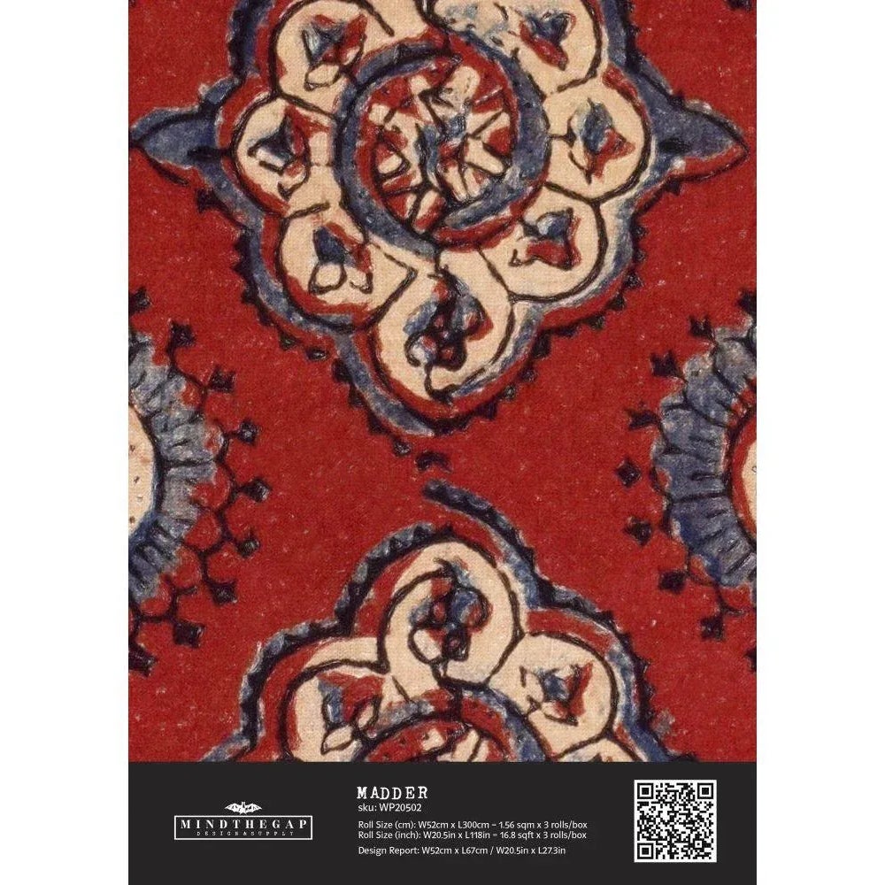 Mind the Gap Madder Wallpaper Sample | Chairish