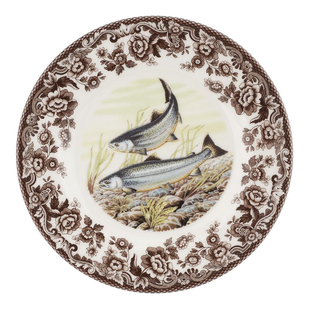 Spode Woodland Fish Salad Plate 8", King Salmon | Chairish