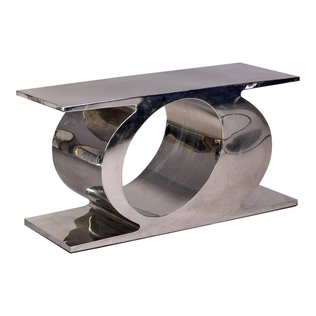 Vintage French Inox Steel Sculptural Console | Chairish