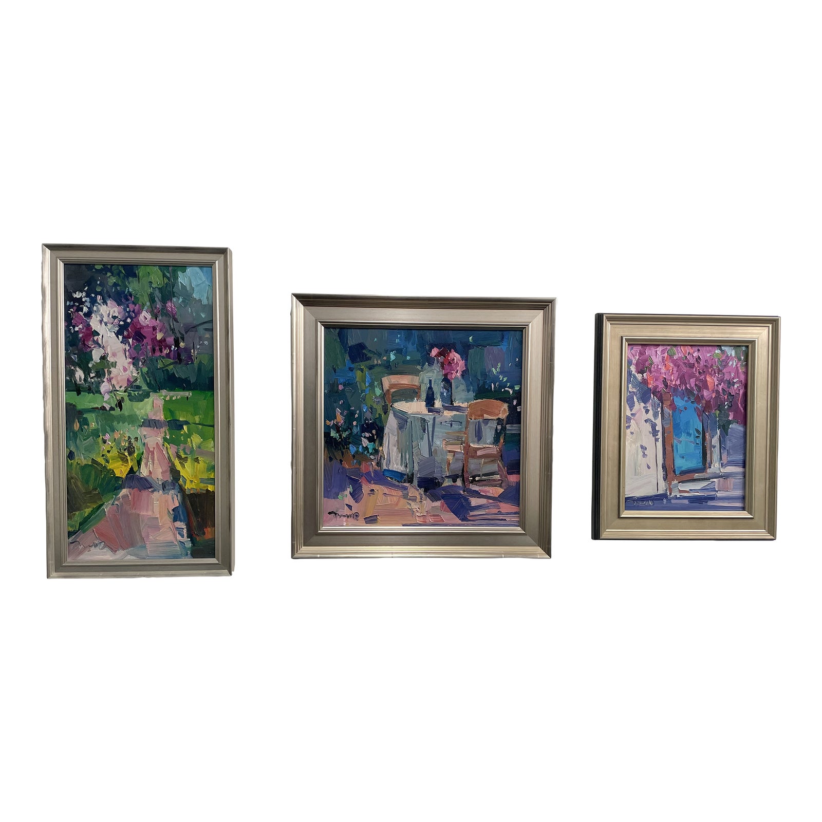 Contemporary Impressionist Oil Paintings for Gallery Wall, Set of 3 ...