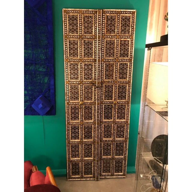 Brown Solid Wood and Mother of Pearl Inlay Custom Made Doors a Pair ...