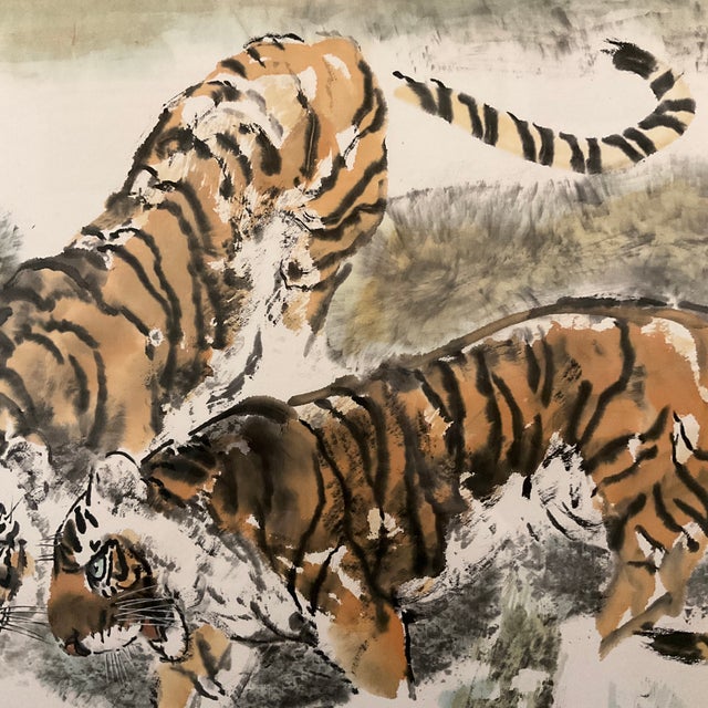 Vintage Original Chinese Ink Painting "Siberian Tiger" by Listed Artist ...