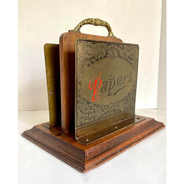 Traditional Victorian Wood and Embossed Brass Letter Magazine Rack ...