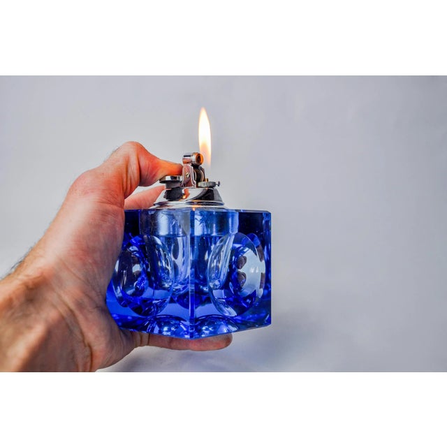 Ice Cube Lighter by Antonio Imperatore, Blue Murano Glass, Italy, 1970 ...