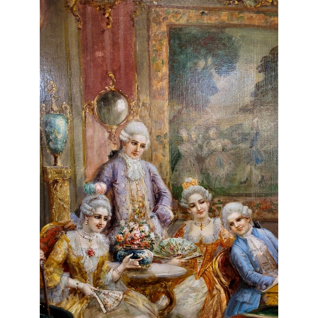 19th Century French Rococo Court Scene -Music Party-Oil Painting | Chairish