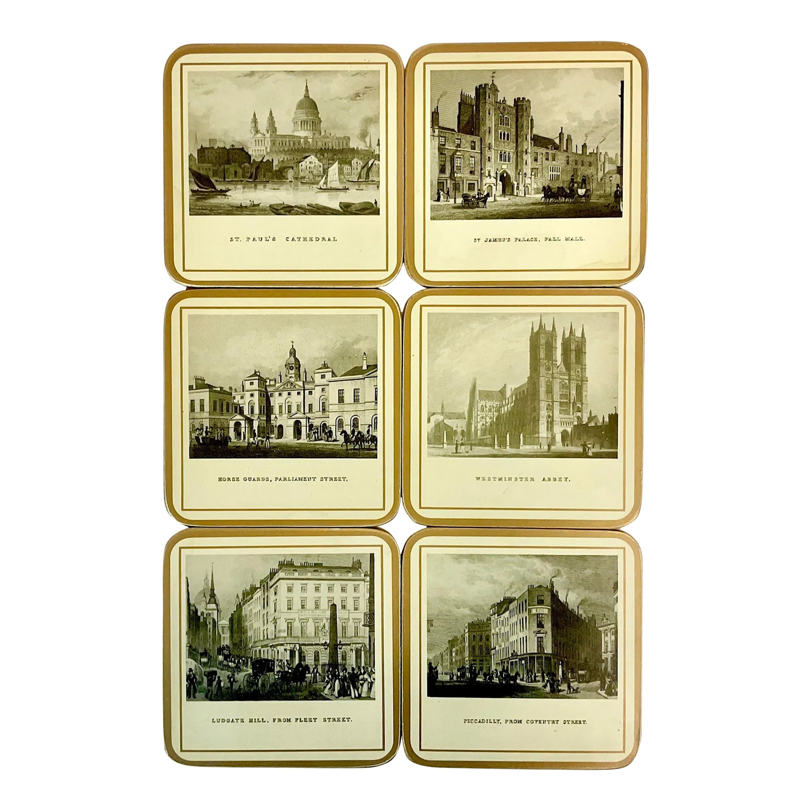 1970s Vintage English Empire Regency Historic London Coasters - Set of ...