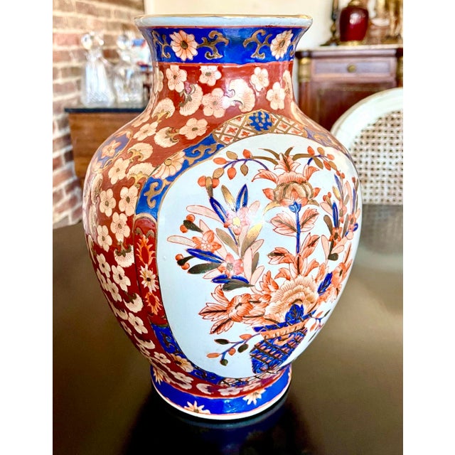 19th C. Large Imari Gilt Floral Vase | Chairish