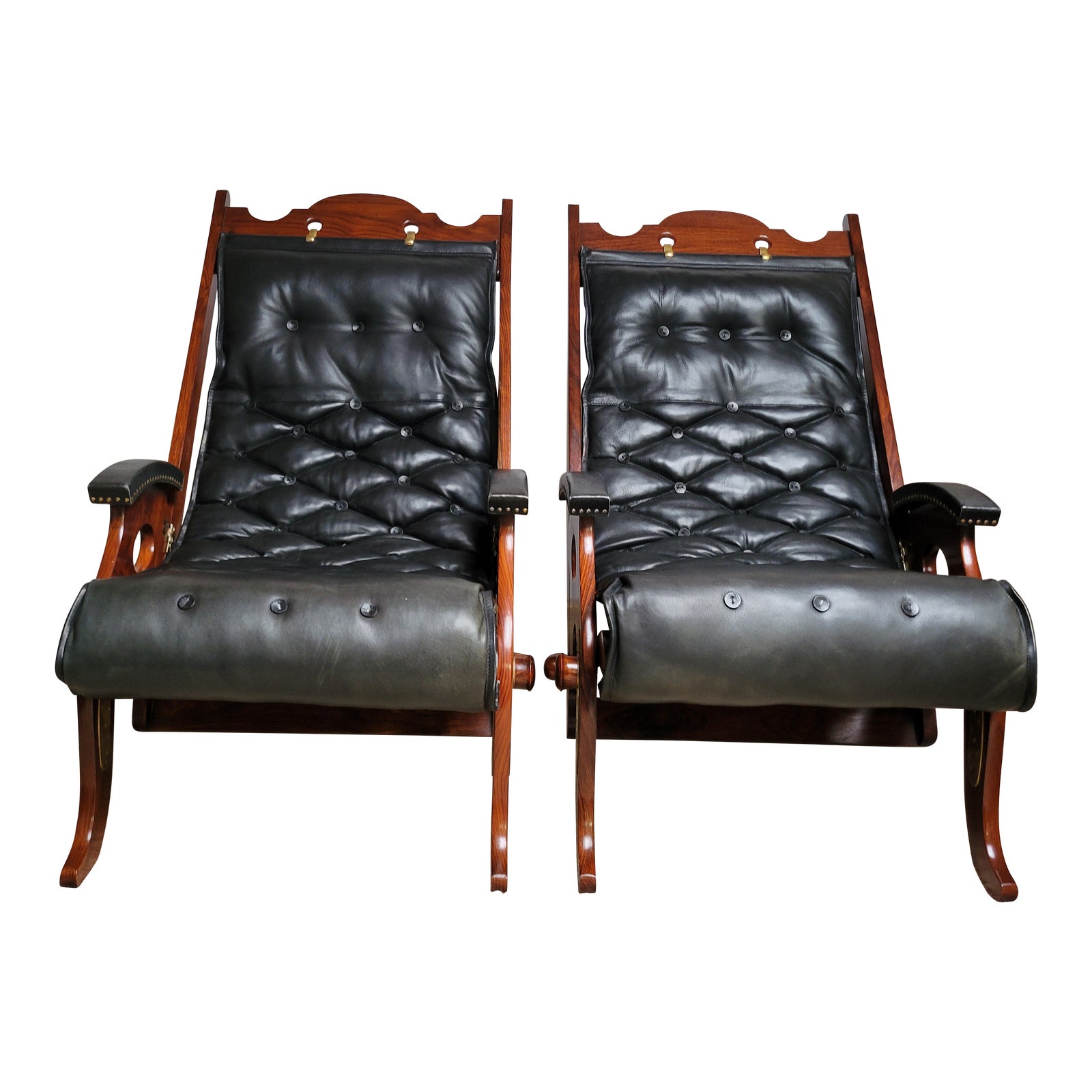 Late 20th Century Goojerat Campaign Chairs - a Pair | Chairish