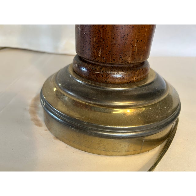 Vintage Mid-Century Excelsior Sculpted Walnut and Brass Lamp | Chairish