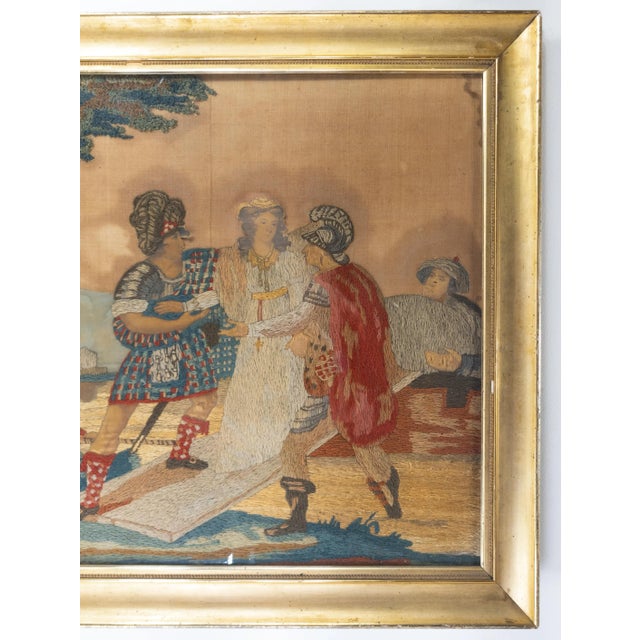 19th Century English Needlework Embroidered Historical Scene | Chairish