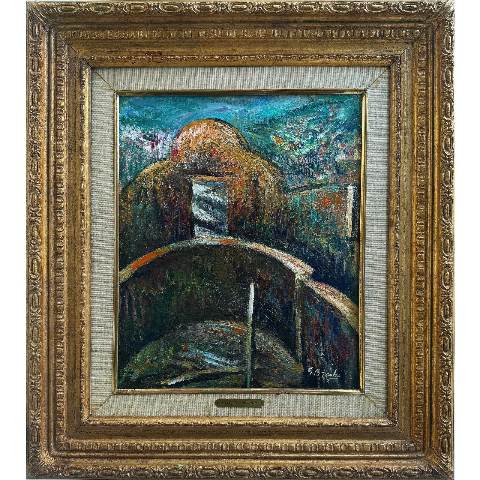 1950s Oil Painting on Wood, Venezuelan Artist Gabriel Bracho Aquaduct ...