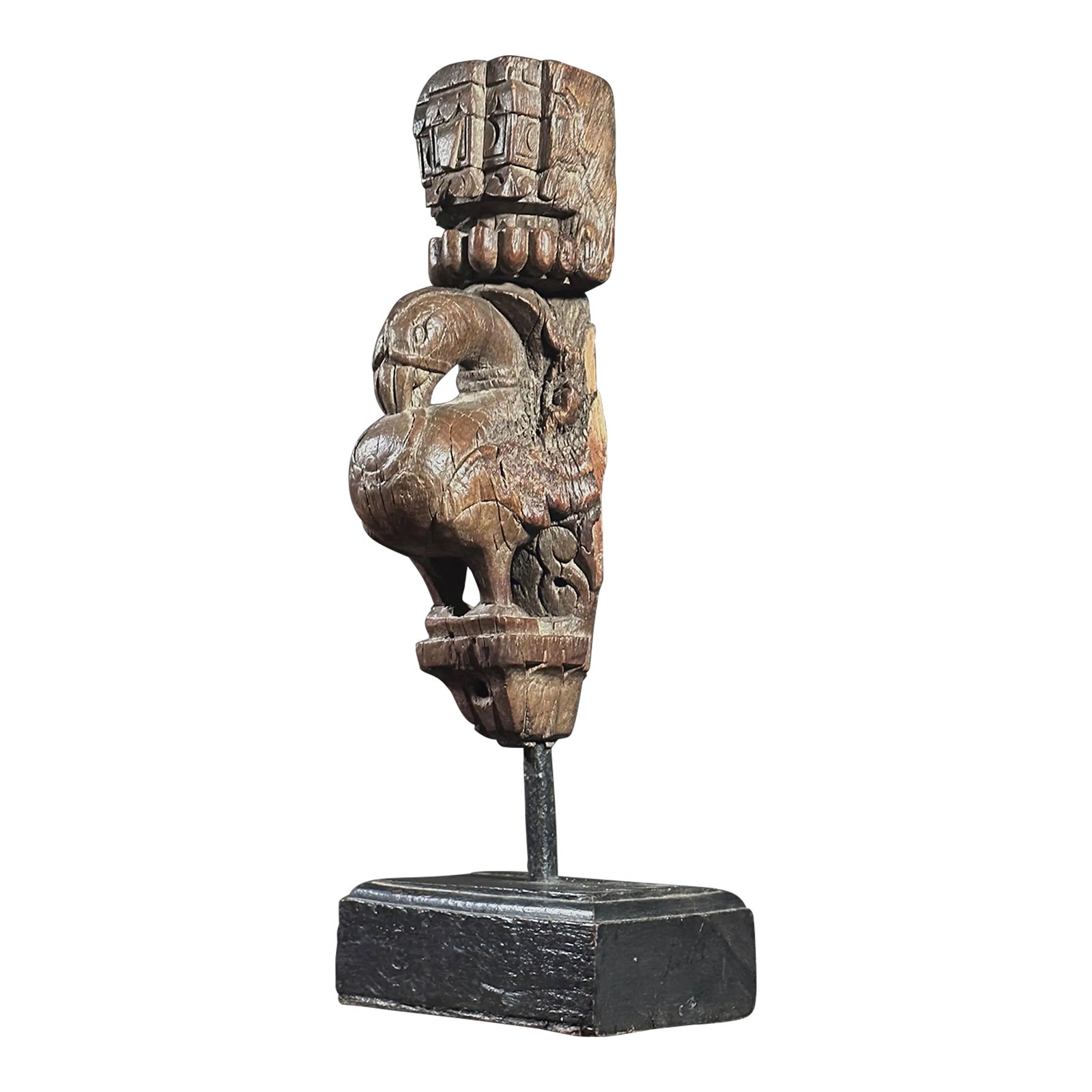 Antique Hand Carved Folk Art East Asian Bird Architectural Remnant Post ...