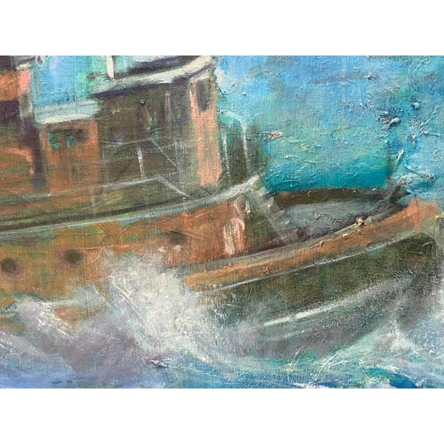 Vintage Midcentury Tugboat Painting | Chairish