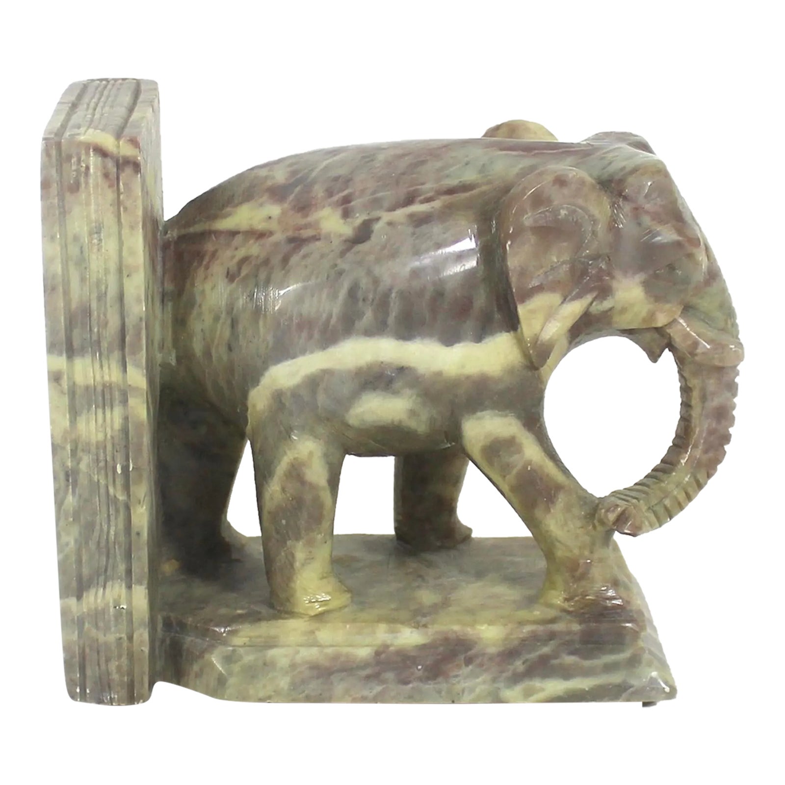 Vintage Carved Marble Elephant Bookend Book End Stone | Chairish