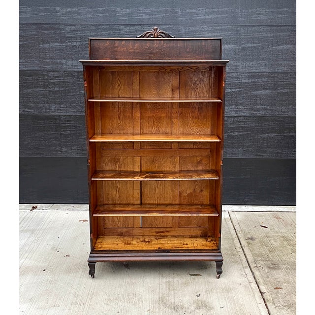 Antique Tiger Wood Bookcase Shelf | Chairish