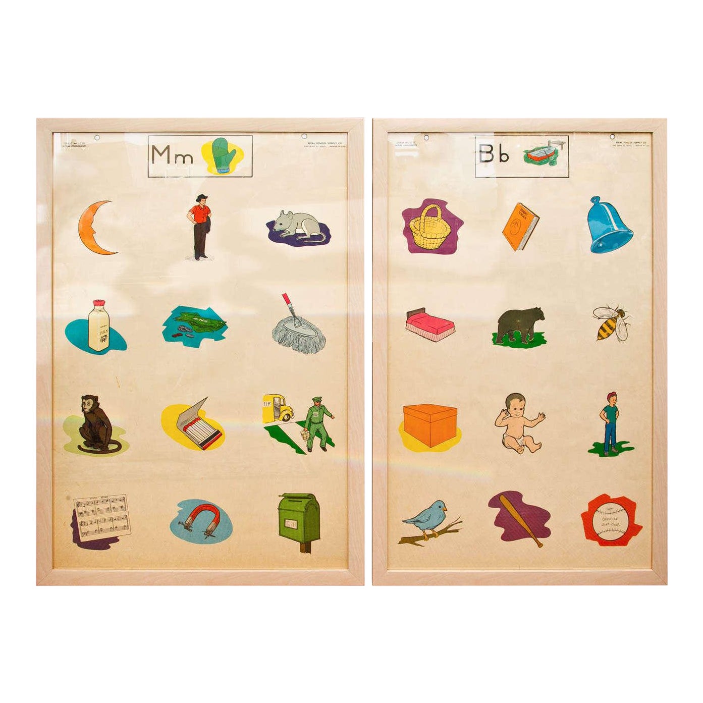 Custom Framed 1950's Elementary School Teaching Charts | Chairish