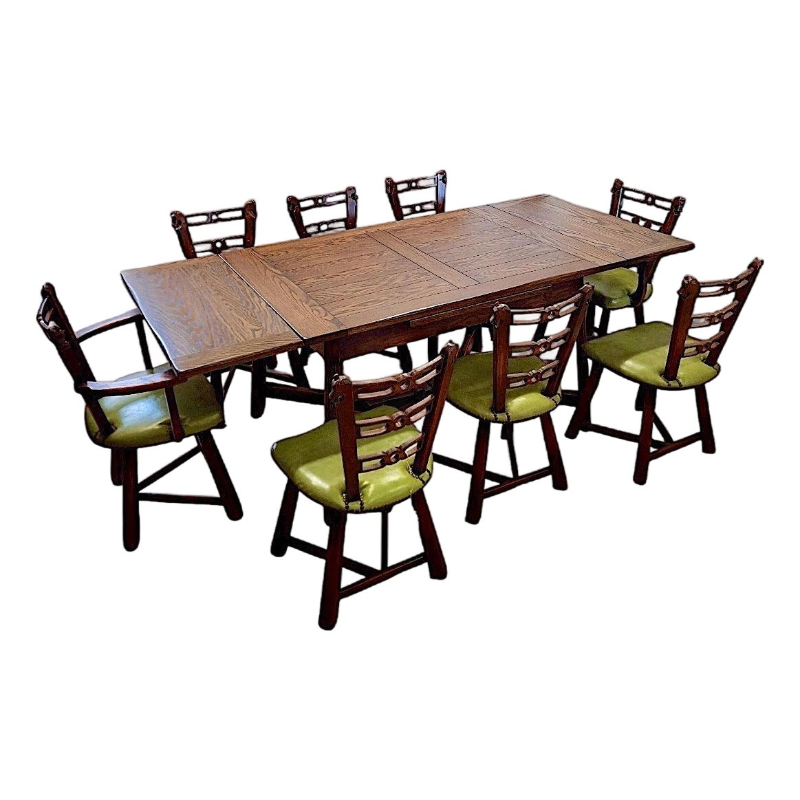 “Viking Oak” Dining Set, a Table With Eight “Horse Head” Chairs | Chairish