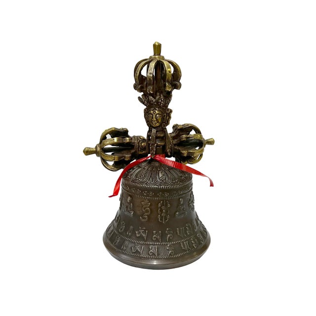 Handmade Bronze Metal Tibetan Ritual Bell and Vajra Dorje Set | Chairish