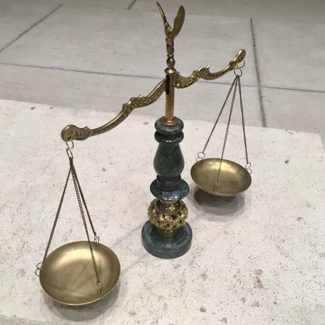 Japanese Bronze & Green Marble Balance Scale Circa 1940s | Chairish