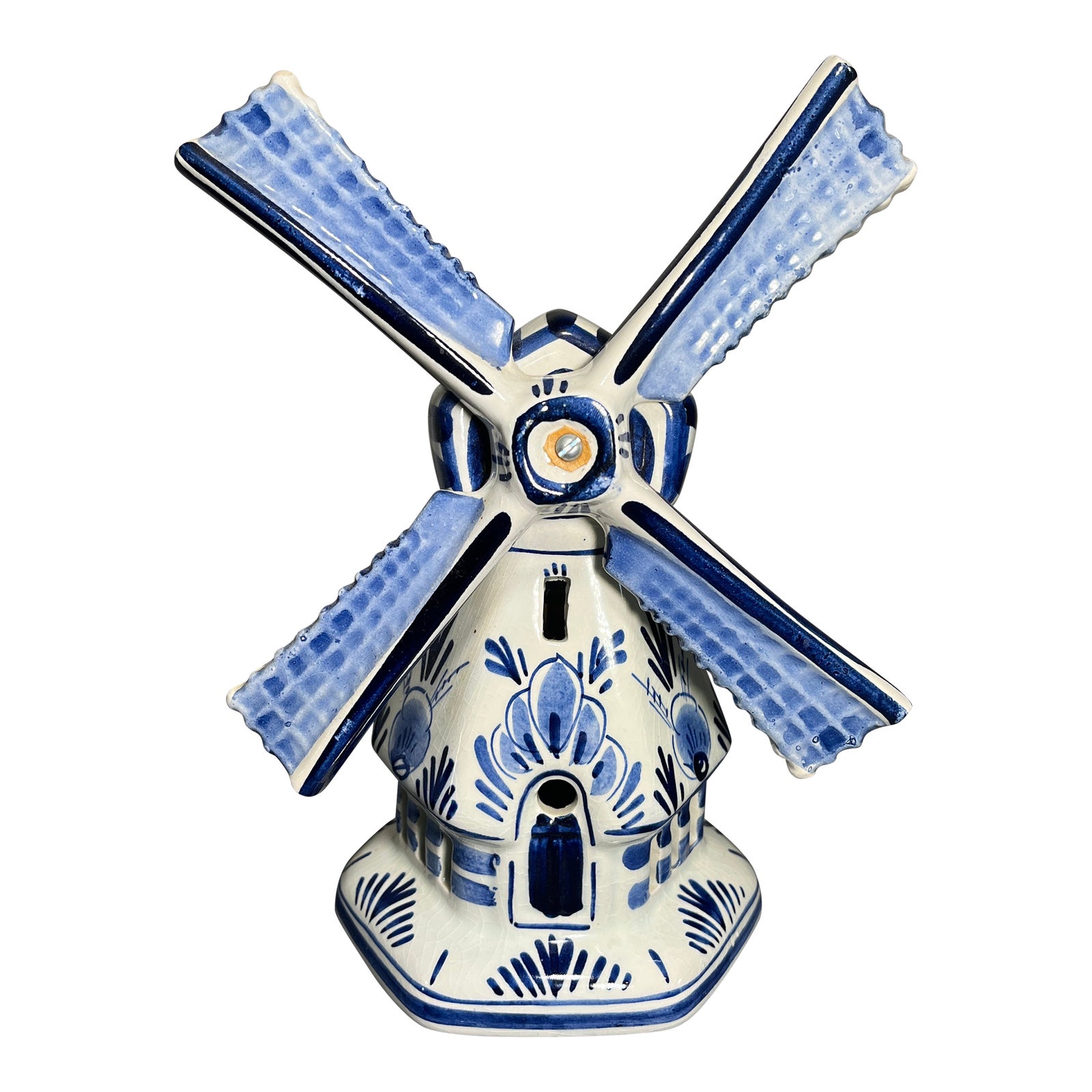 Mid 20th Century Delfts Holland Windmill Hand Painted Lamp | Chairish