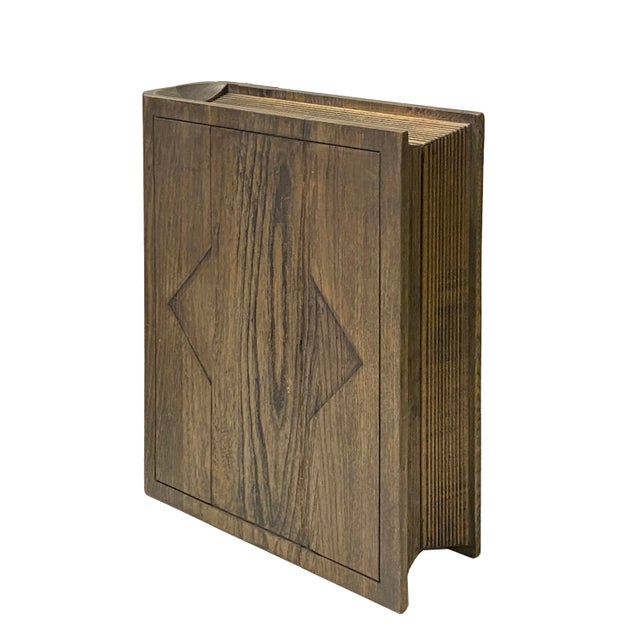 Handmade Solid Wood Book Shape Storage Box Book Jewelry | Chairish