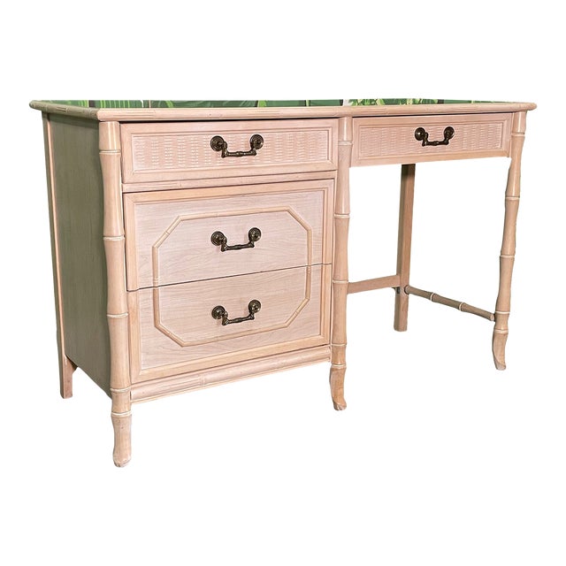 Faux Bamboo Writing Desk Attributed to Ficks Reed | Chairish