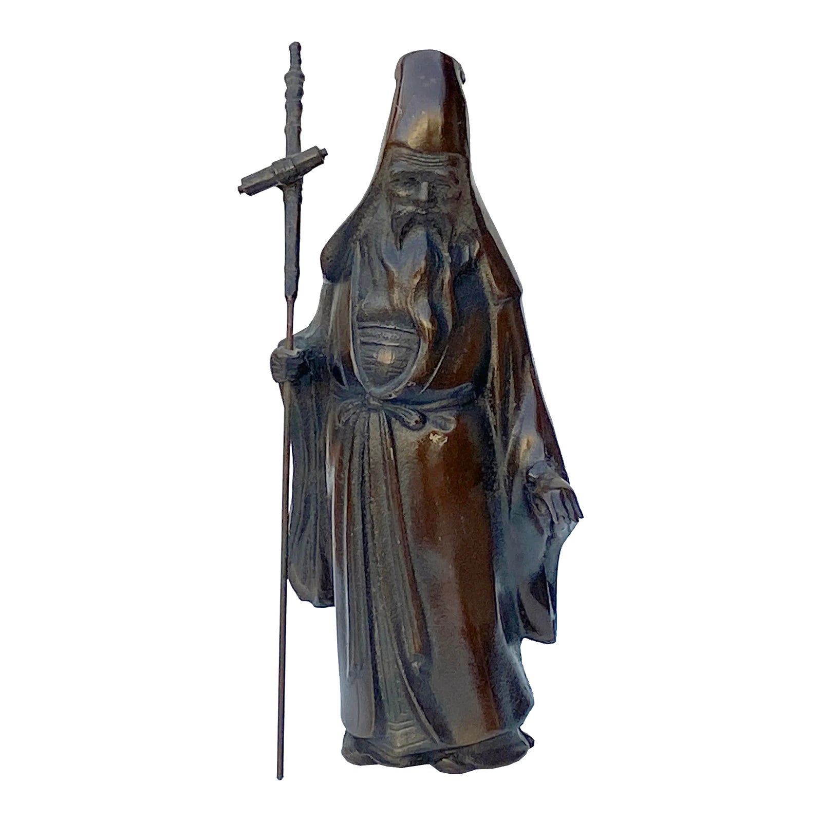 Vintage Handmade Bronze Metal Japanese Style Su Wu Figure Statue | Chairish