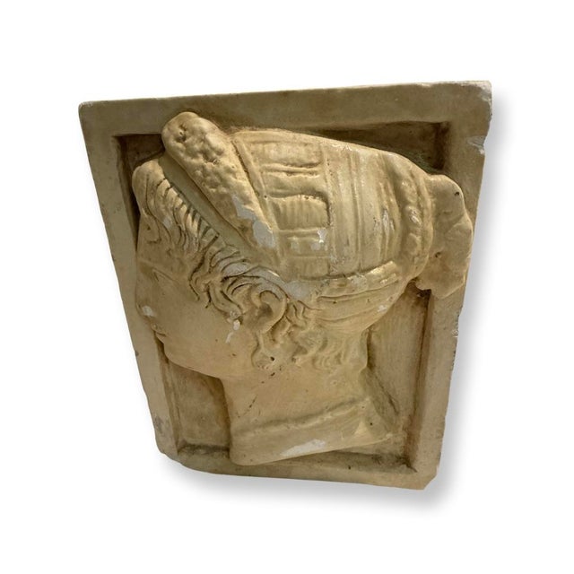 Vintage Italian Plaster Bookends With Roman Faces - A Pair | Chairish