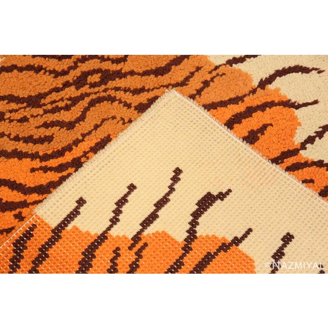 Vintage Tiger Pelt Design Swedish Rya Rug | Chairish