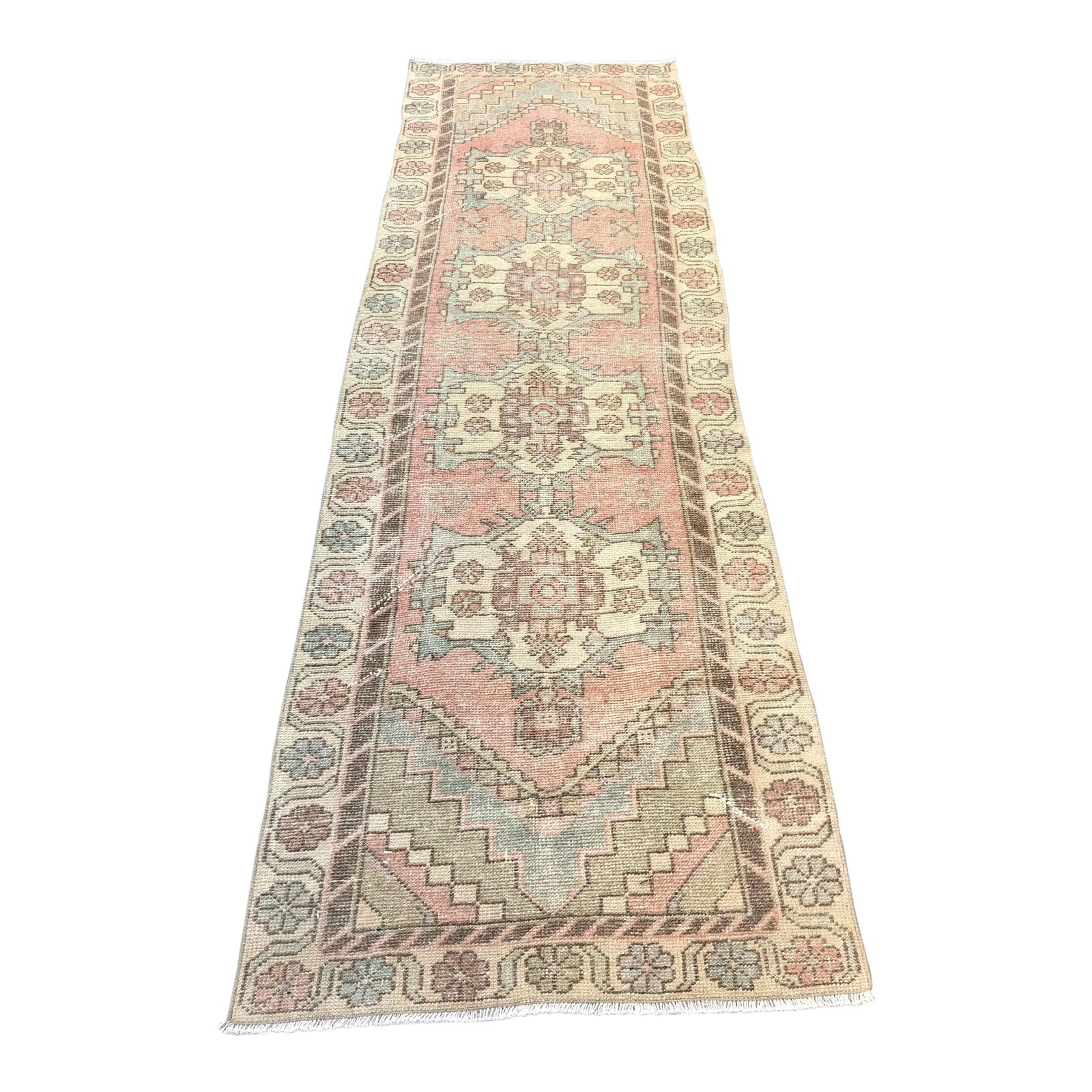 Distressed Vintage Bohemian Hallway Runner Rug - 2′9″ × 9′6″ | Chairish
