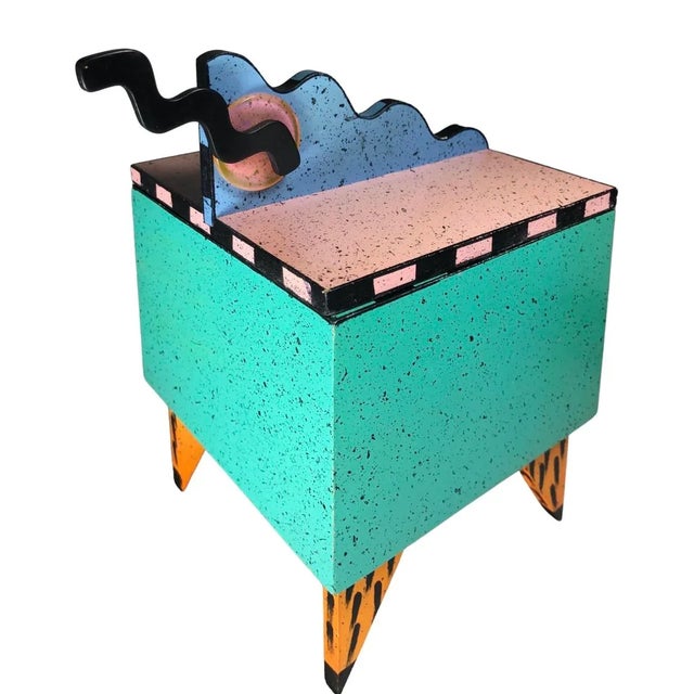 1990s Hollis Fingold Post Modern Memphis Jewelry Trinket Abstract Box ...