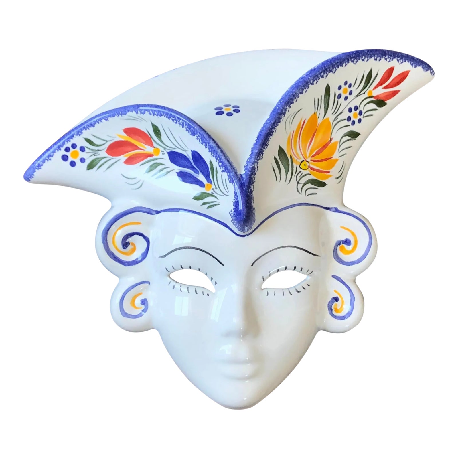 Henriot Quimper French Porcelain Wall Mask | Chairish