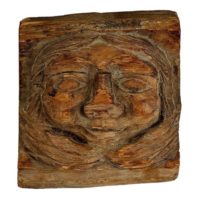 Vintage Salvaged Wood Face Carving of Woman, for Wall Decor | Chairish