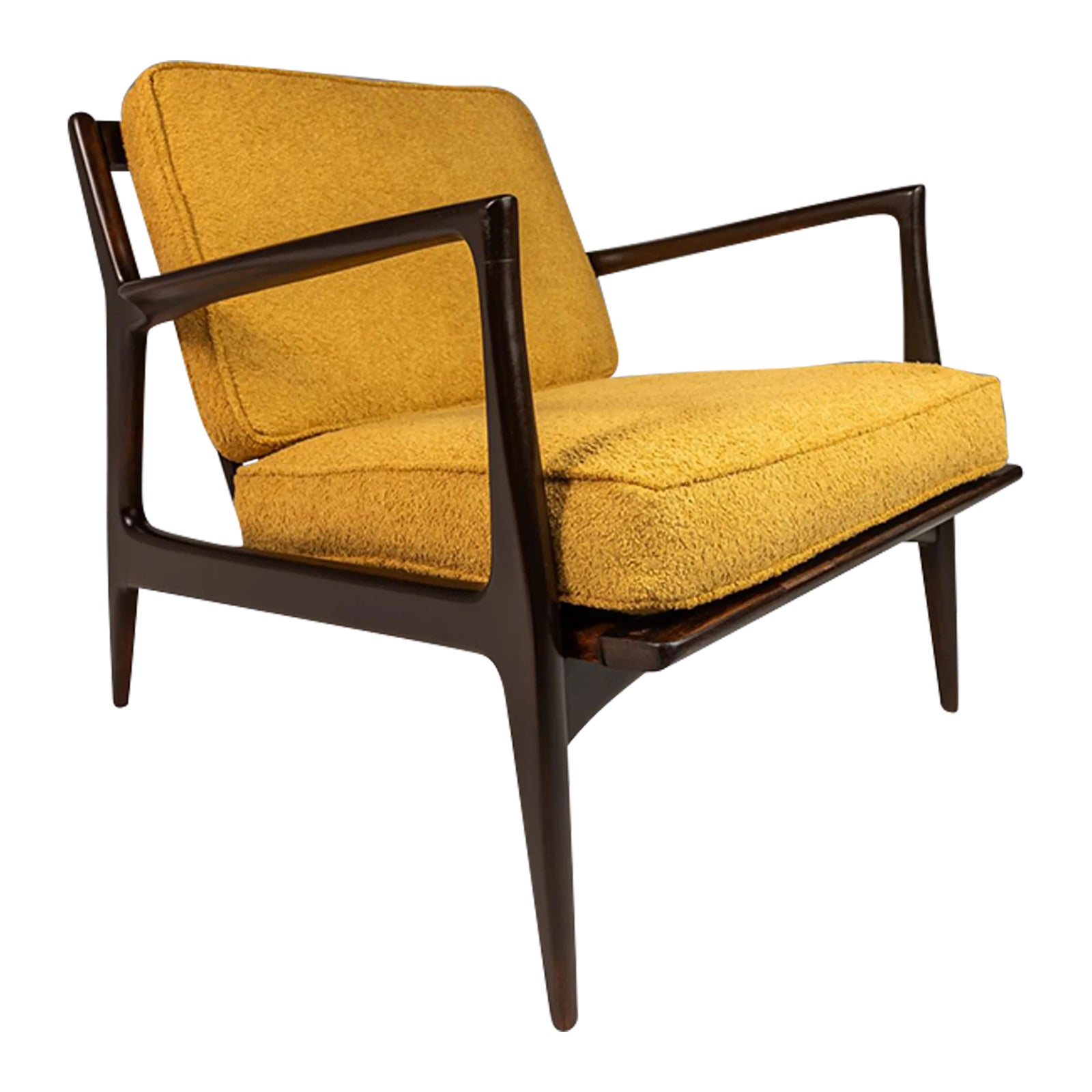Danish Mid-Century Modern "Blade Arm" Lounge Chair in Beech & Bouclé by ...