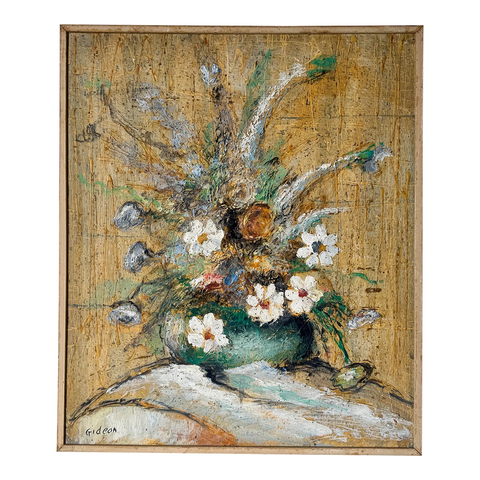 1970's Vintage Still Life Floral Bouquet Oil Painting by Elmo Gideon ...