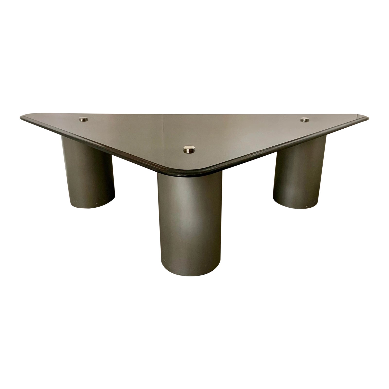Postmodern Black Granite Triangle Coffee Table From 80's | Chairish