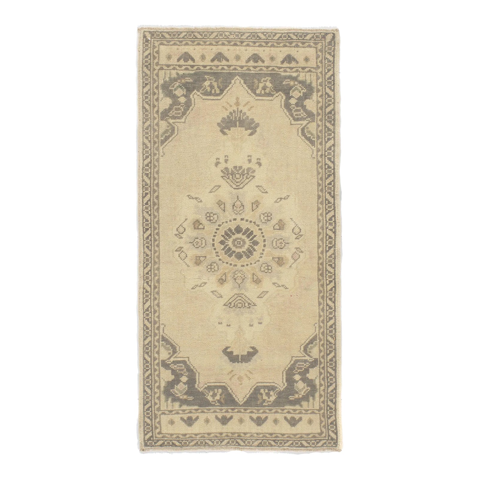 Vintage Circa 1950 Tan Turkish Yastik Hand Woven Wool Rug 1'10 X 3'10 ...